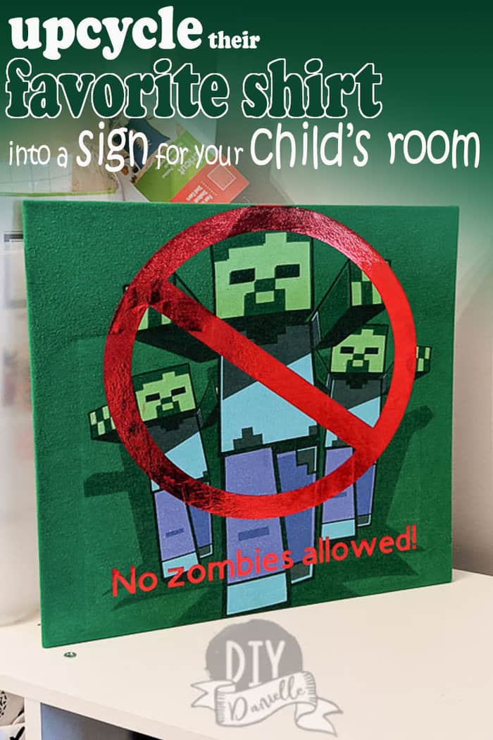 Upcycled Kid's Shirt to Minecraft Sign - DIY Danielle®