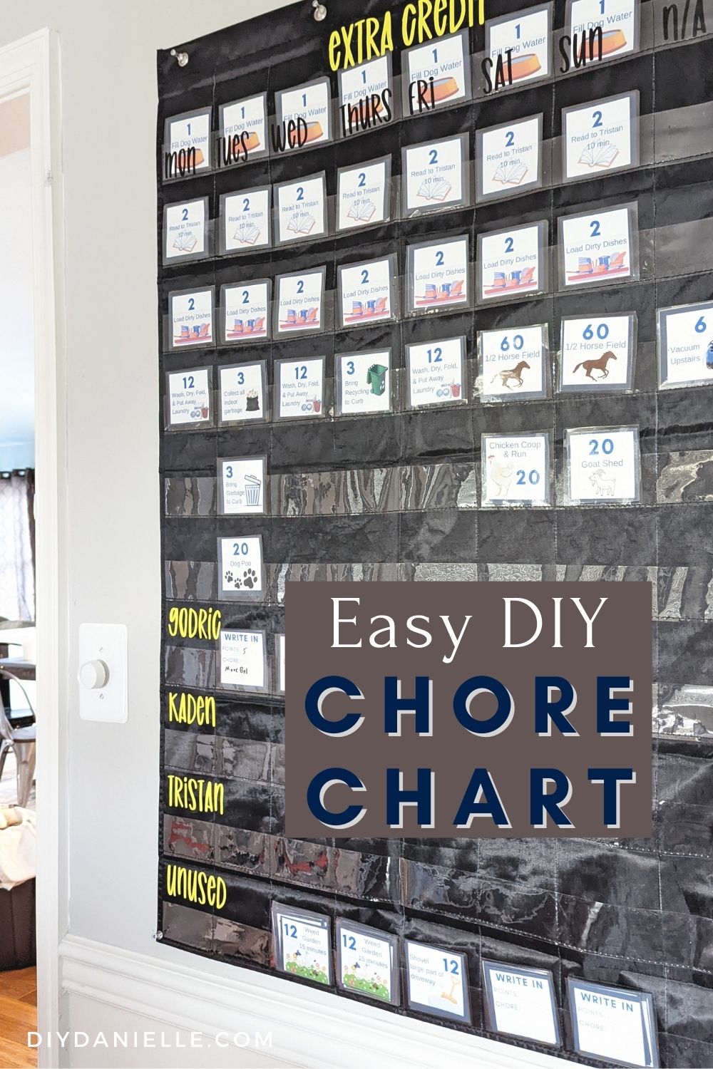 DIY Chore Chart: Easy Organization Project with a Pocket Chart - DIY ...