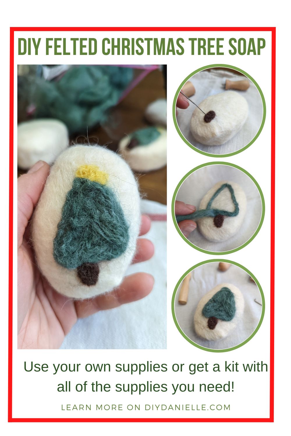 DIY Felted Soap with a Christmas Tree - DIY Danielle®
