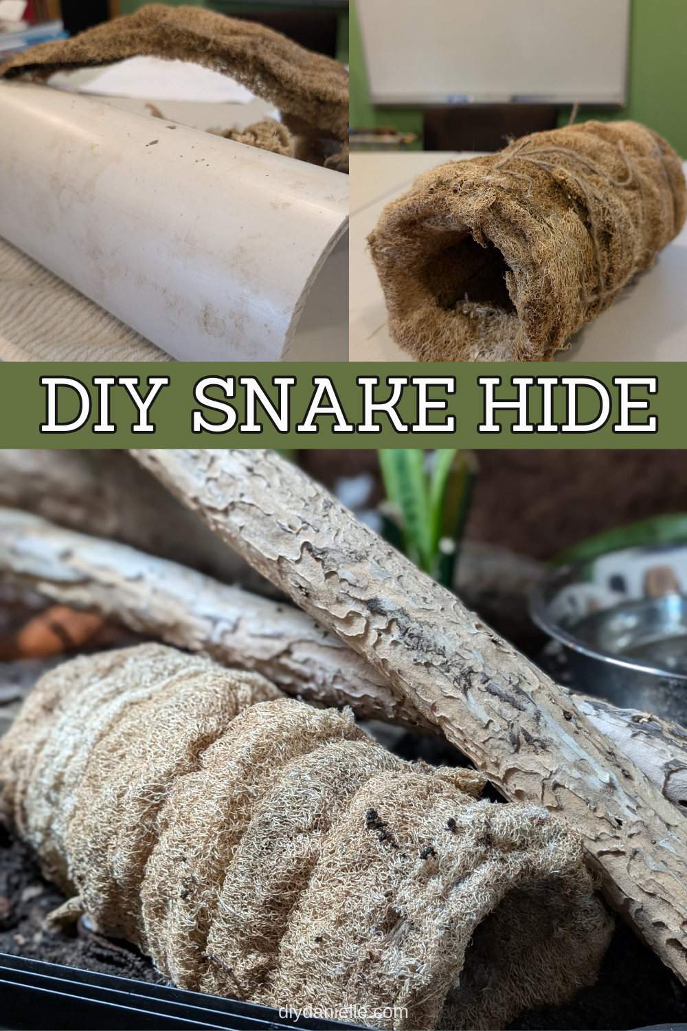 DIY Snake Hide for Increased Humidity Using Luffa and PVC - DIY Danielle®