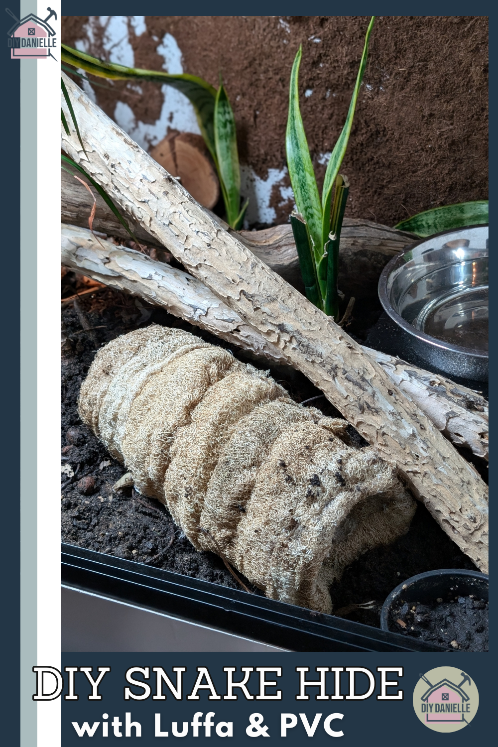 DIY Snake Hide for Increased Humidity Using Luffa and PVC - DIY Danielle®