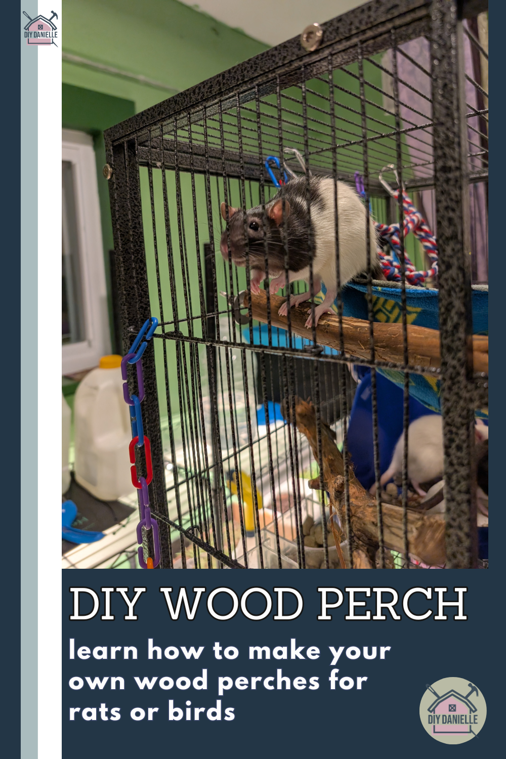 DIY Wood Branch Perches for a Wire Pet Cage - DIY Danielle®